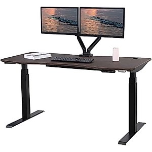 ApexDesk Flex Series 60" Electric Height Adjustable Standing Desk with Curved Top and Memory Preset Controller (Walnut)