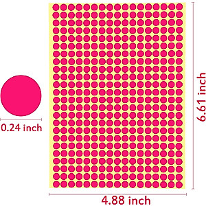 JANYUN 6528pcs Colored Dot Stickers,1/4" Small Color Labels Coding Circle Round Coding Dot Labels Stickers 16 Colors