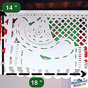 Mexican Independence Day Party Banners Tri-color (Red, green and white), Papel Picado for Fiestas Patrias 83 feet total, Pre assembled on string for easy hanging