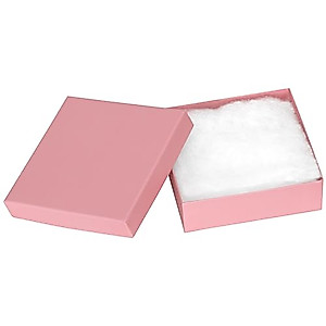 Cardboard Jewelry Boxes 10 Pack - 3.5"x3.5"x1" Bulk Cotton Filled Small Gift Boxes with Lids for Jewelry Packaging (Baby Pink)
