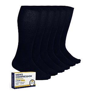 Pembrook Light Compression Socks for Men - 6 Pairs | 8-15 mmHg Navy Compression Socks | Mens Compression Socks for Circulation Support | Light Compression Socks Men