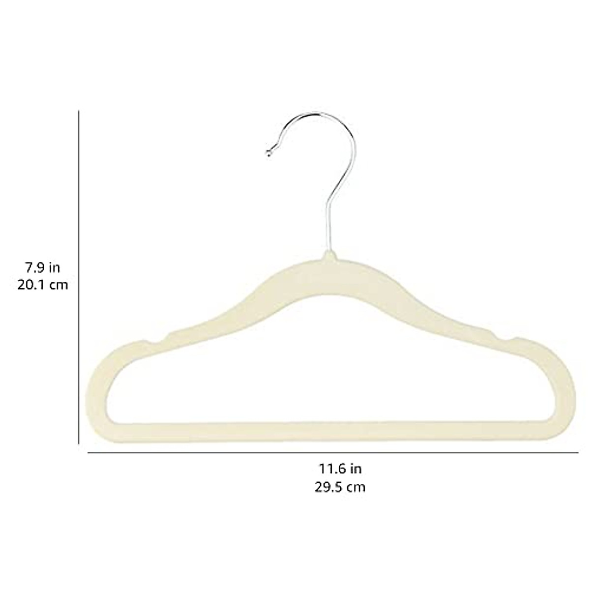 Amazon Basics Kids Velvet, Non-Slip Clothes Hangers, Beige - Pack of 30 & Slim, Velvet, Non-Slip Suit Clothes Hangers, Ivory/Silver - Pack of 30