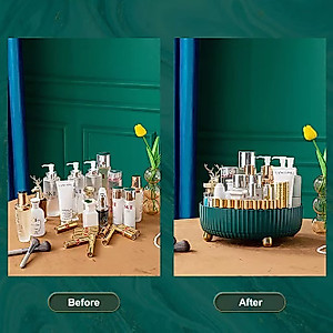 ZTXINJIN Lazy Susan Makeup Perfume Organizer, Rotating Turntable Organizer for Cabinet, Bathroom Vanity Tray Organizer with Large Capacity (White)