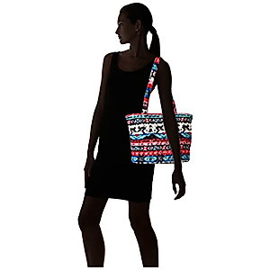 Vera Bradley Women's Teddy Fleece Sherpa Small Vera Tote Bag, Nordic Stripe Multi, One Size