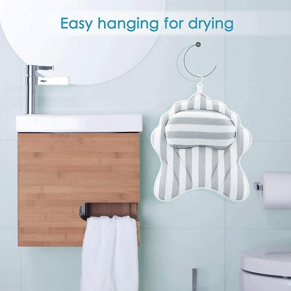 Bath Pillow, Bathtub Pillow Bath Pillow Bathtub Pillow, for Neck and Shoulder Spa Bathroom Accessories Bath Pillow 3D Air Mesh Comfortable Soft Bath Cushion with 6 Suction Cups for Tub Bath Cushion