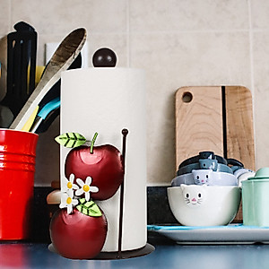 Decorative Apple Paper Towel Holder, Easy Tear Paper Towel Stand for Your Kitchen Countertop, Looks Great with Any Farmhouse or Apple Decor