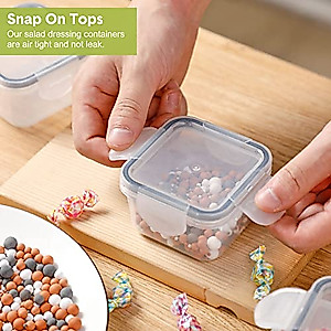 Zopeal 20 Pcs Small Food Container Mini Salad Dressing Container Plastic 5 oz Square Snack Food Condiment Containers Reusable Sauce Cups with Lids for Baby Lunch Picnic Travel