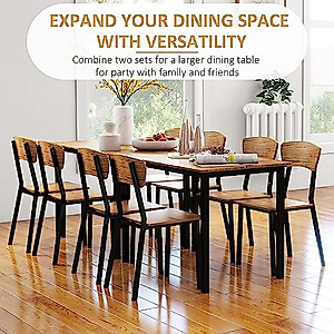 HOMCOM 5 Piece Industrial Dining Table Set for 4, Rectangular Kitchen Table and Chairs, Dining Room Set for Small Space