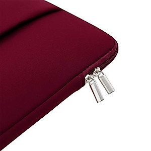 RAINYEAR 14 Inch Laptop Sleeve Case Protective Soft Padded Zipper Cover Carrying Computer Bag with Front Pocket & Accessories Pouch,Compatible with 14" Notebook Chromebook Tablet Ultrabook(Red)