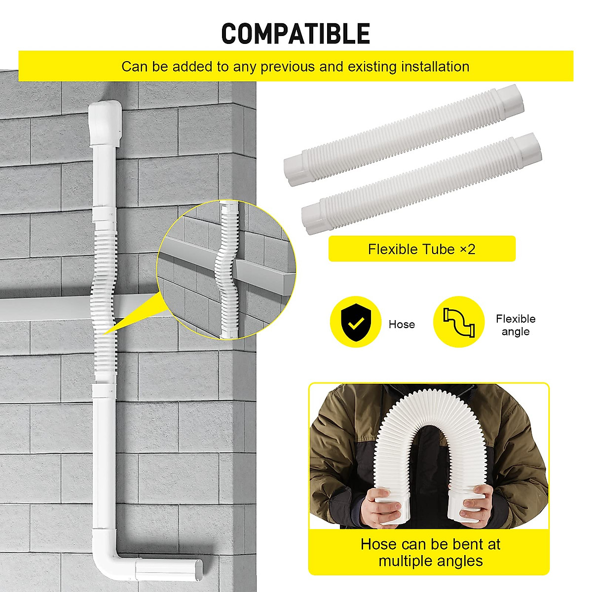 DWALE 3" 17Ft PVC Decorative Line Set Cover Kit, Mini Split line Set Cover,for Ductless Mini Split Air Conditioner and Central AC and Heat Pumps