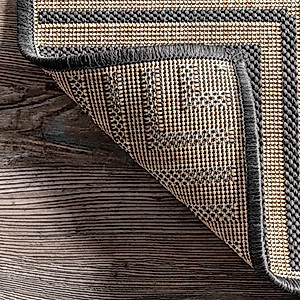 nuLOOM Asha Simple Border Indoor/Outdoor Area Rug, 6' 7" x 9', Dark Grey