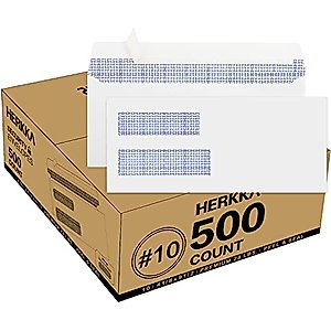 500#10 Double Window Security Business Mailing Envelopes - Perfect Size for Multiple Business Statements, Quickbooks Invoices, and Return Envelopes - Number 10 Size 4-1/8 x 9-1/2 - White - 24 LB