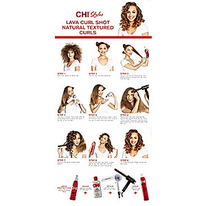 CHI Volcanic Lava Ceramic Curl Shot 1" Curling Iron With Cool Shot Locks In Curls. Durable Barrel. Smooth Glide. Ionic Shine., Black, 1 pounds