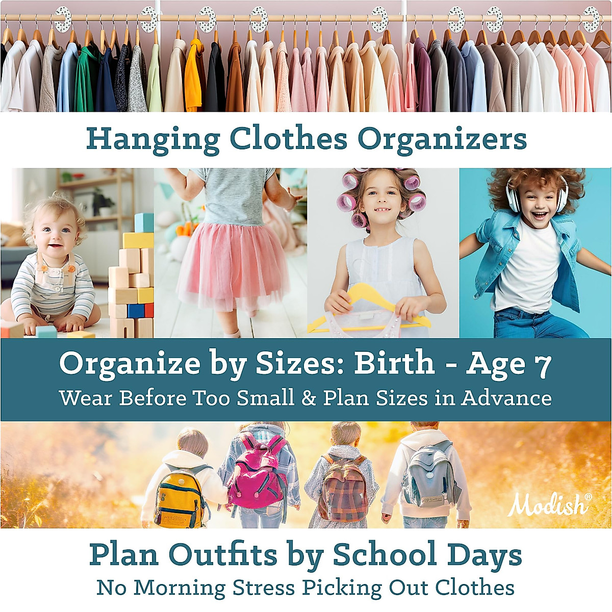 Baby Clothes Closet Organization, Hanging Size Dividers Months & Years, Modish Labels Days of the Week Organizers Daycare & Back to School, Boy Blue Gray Boho Safari Woodland, Useful Baby Shower Gift