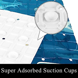 Bath Tub Shower Mat - Anti-Slip PVC Material 15.1x26.8 in, Gentle Cushioning Quick Drying Suction Cups Reliable Solution - Vicious Shark Pattern Non-Slip Floor Mat