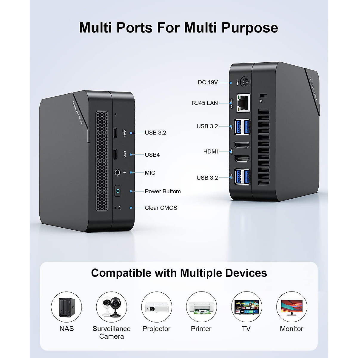 ALLIWAVA UM690 Mini PC AMD Ryzen 9 6900HX(8C/16T) Mini Computer 32GB RAM DDR5-4800 512GB PCIe4.0 SSD Mini Desktop PC with 2X HDMI & 1x USB4 Ports, Small PC Support Wi-Fi 6,Bluetooth 5.2