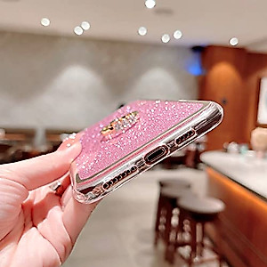 Easyscen Case for Samsung Galaxy S22 Ultra (6.8-inch) Girls Women Cute Luxury Glitter Shiny Sparkly Shell with Ring Stand Heart Slim Soft Shockproof Protective Phone Cover for Galaxy S22 Ultra - Pink