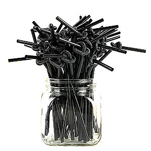 ALINK 500 Black Straws + 100 Extra Long Black Plastic Straws