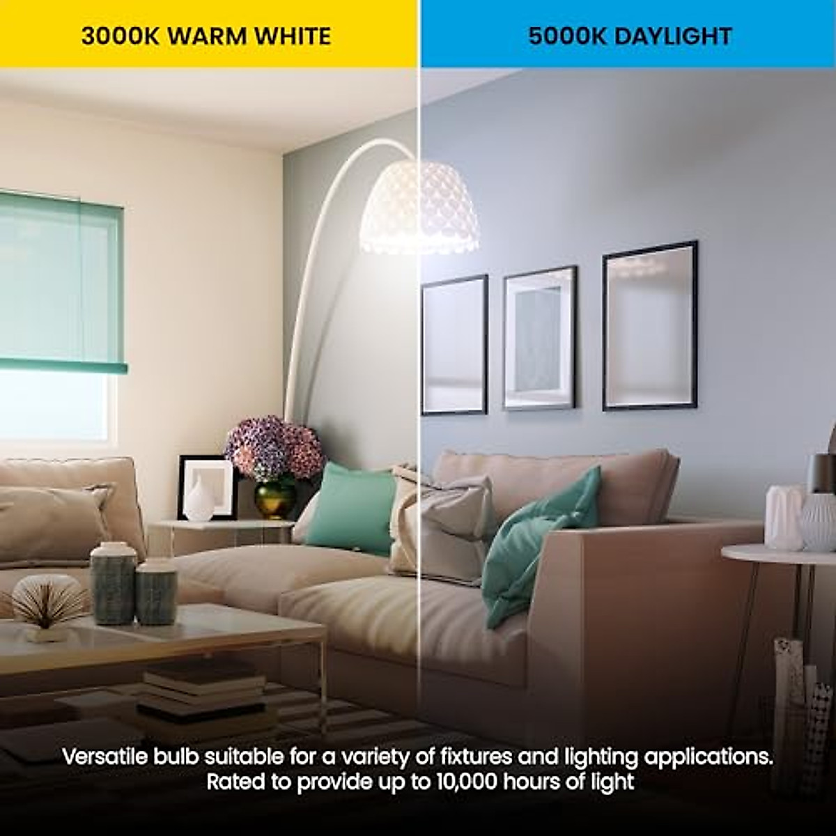 Feit Electric A19 LED Light Bulbs, 60W Equivalent, Non Dimmable, 800 Lumens, E26 Standard Base, 5000k Daylight, 80 CRI, 10 Year Lifetime, Energy Efficient, 24 Pack, A800850/10KLED/MP/24