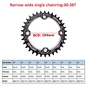 BUCKLOS IXF 104 BCD 30T-38T 170MM Mountain Bike Crankset, Hollow Integrated MTB Crank Set, Aluminum Alloy Crankset Round Oval Narrow Wide Chainring with Bottom Bracket Bolts Fit Shimano/FSA Gaint