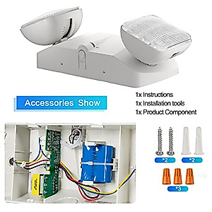 SPECTSUN 1 Pack Led Emergency Lighting White, Adjustable Square Head Emergency Light with Battery, White Emergency Light/Led Emergency Light/Emergency Lighting Fixture/Emergency Exit Light