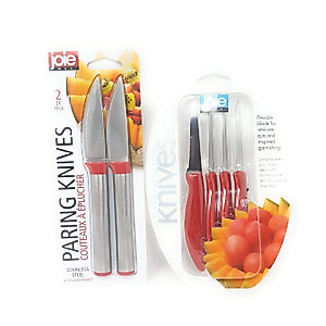 Joie Paring Knives Bundle with Joie Stainless Steel Flex Paring Knives (Assorted Colors)