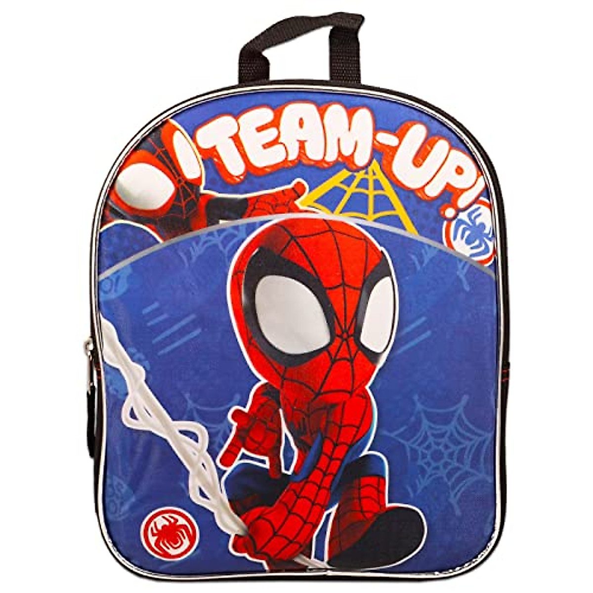 Spidey and His Amazing Friends Mini Backpack with Lunch Box Set - Bundle with 11'' Spiderman Backpack, Spidey Lunch Bag, Water Bottle, Stickers, More | Spiderman Backpack for Toddlers