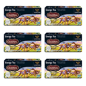 Celestial Seasonings Energy Black Tea, Caffeinated, 12 Tea Bags Box, (Pack of 6)