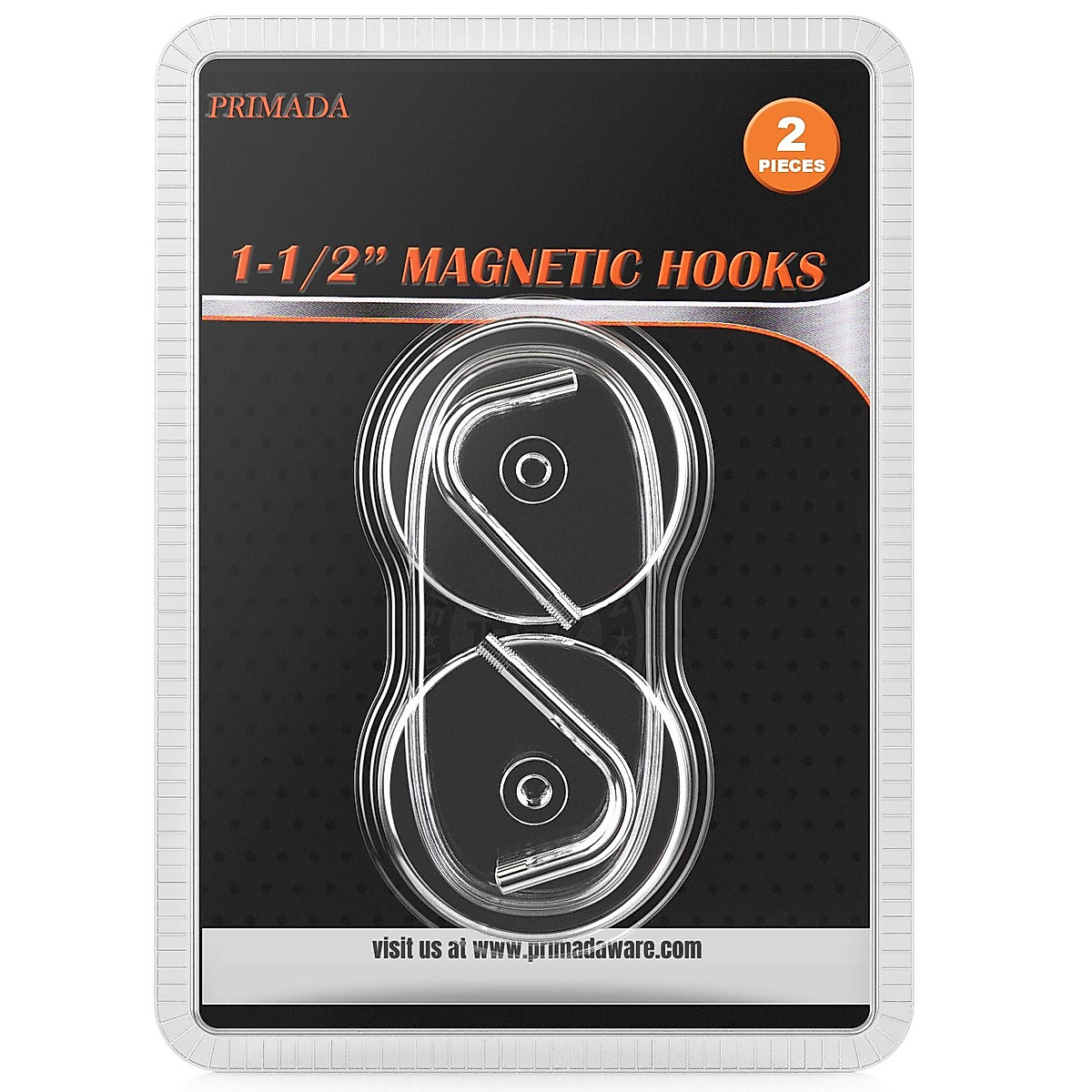 PRIMADA Extra-Strong Set Magnetic Hooks, 2pc, Chrome