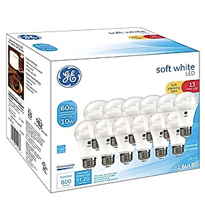 GE Soft White 60 Watt Replacement LED Light Bulbs, General Purpose, Dimmable Light Bulbs (Soft White, 12 Pack) (12)