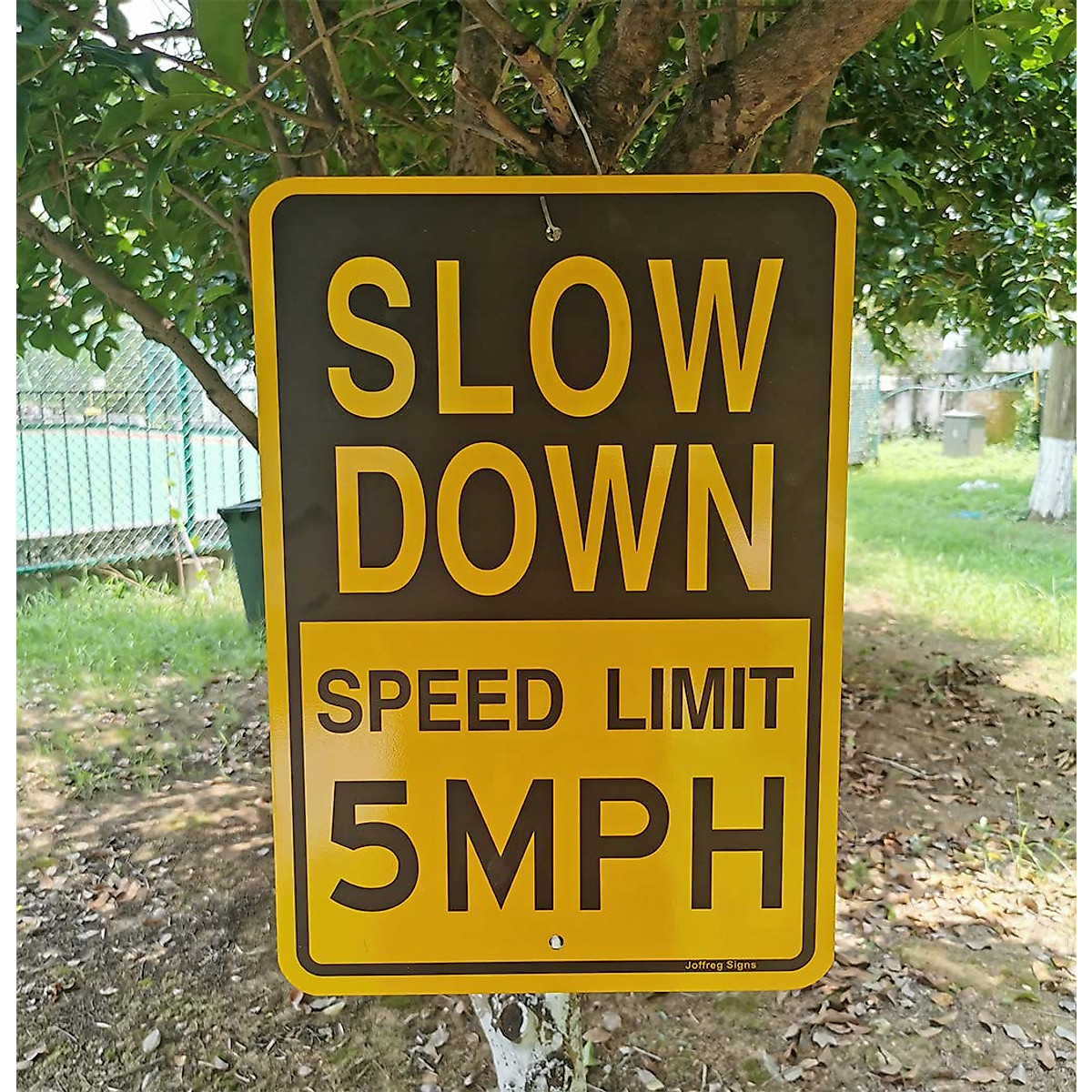 Joffreg Slow Down Speed Limit 5 MPH Sign,17 x12 Inches,Reflective Aluminum (2 Pack)