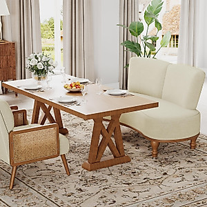 ALISH 49" Small Loveseat Sofa Settee Curved Sofa Couch Upholstered Dining Banquette Bench with Backrest and Wooden Legs for Dining Room Living Room Bedroom Funiture, Ivy