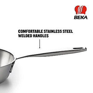 Beka Maestro Frying Pan 9.5" Skillet, Stainless Steel Pan with 5-Ply Construction, Oven Safe Skillet, Induction Compatible Cookware Fry Pan, Dishwasher Safe Omelette Pan, Electric Frying Pan