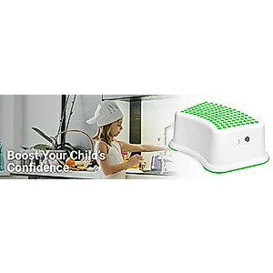 Kids Green Step Stool - Great for Potty Training, Bathroom, Bedroom, Toy Room, Kitchen, and Living Room. Perfect for Your House