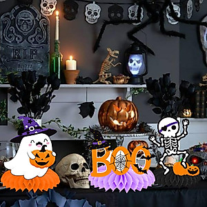 Halloween Baby Shower Honeycomb Centerpieces 14Pcs A Baby is Brewing Baby Shower Decorations Halloween Ghost Pumpkin Table Centerpieces for Gender Reveal Party Supplies