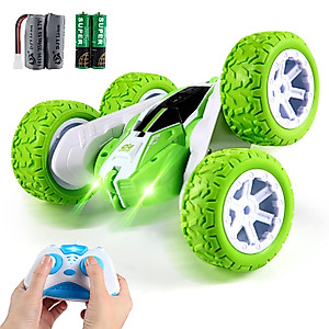 Voastvy Remote Control Car, 2.4GHZ-4WD Rc Cars,Double Sided 360Degree Tumbling and Rotating Stunt Car with Colorful Lights, Electric Toy Cars are Great Gifts for Boys and Girls