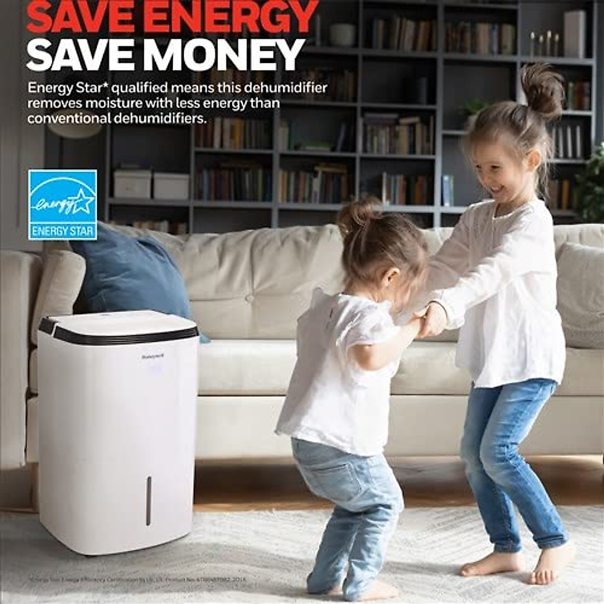 Honeywell 50 Pint Dehumidifier for Apartment and Basement, 115V, Dehumidifiers for Home and Rooms up to 3500 Sq. Ft. with Energy Star Rating, Mirage Display, Washable Filter, and Change Filter Alert