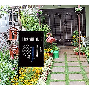 YaoChong Back The Blue Garden Flag,Police Thin Blue Line Heart Black Lives Matter Flag Vertical Double Sided 12.5x18 Inch,Black Civil Rights Love is Love Rustic Farmland Holiday Burlap Outdoor Décor