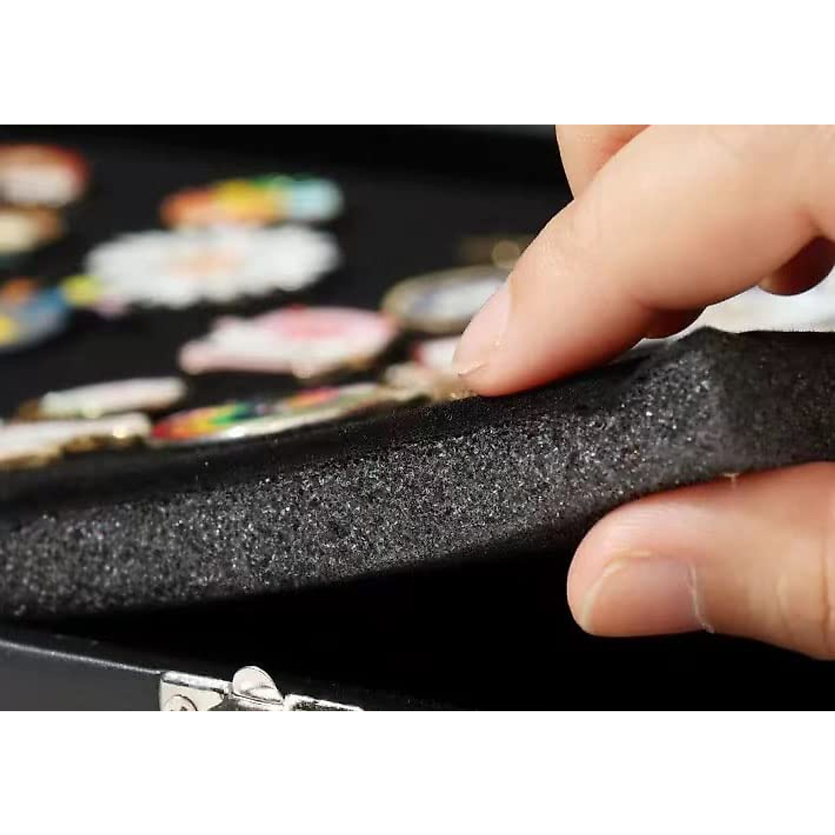 Wowagoga 11x8 Inch Dustproof Enamel Pin Display Case Shadow Box Frame with Hooks for Military Medal Jewelry Pin Badge Collection, Black