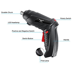 JENABOM 14 in 1 Electric Screwdriver Cordless Rechargeable Small Power Drill Set 3.6V Li-ion 3.5N·m Max Torque Electric Rotatable with Case LED Light Screwdriver for Home Office DIY Tools (Black)