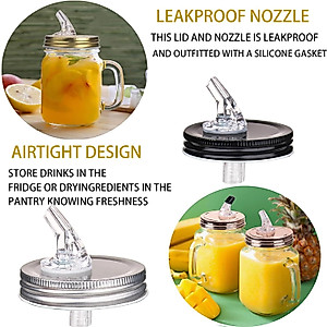 Mason Jar Pour Spouts. free flow Mason Jar Pour Spouts, mason jar for spout regular mouth size 70mm dispenser germination cover. Suitable for any liquid. LeakProof 2Pack + 4 Black Lid Caps (2 Pack