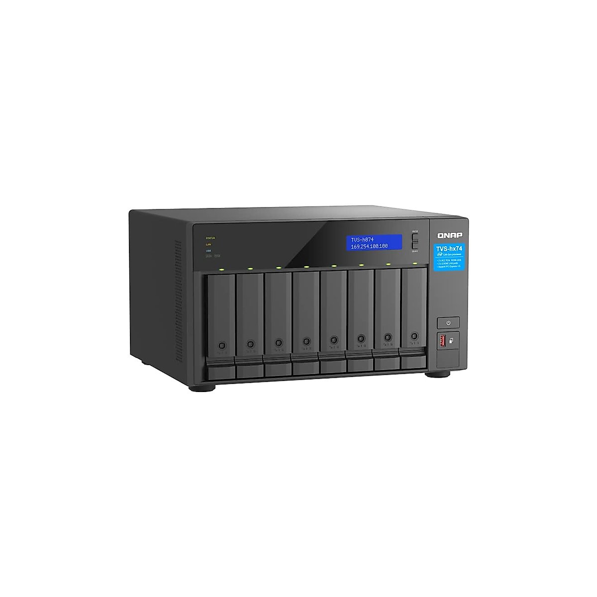 QNAP TVS-h874-i5-32G-US 8 Bay High-Speed Desktop NAS with M.2 PCIe Slots, 12th Gen Intel Core CPU, up to 64GB DDR4 RAM, 2.5 GbE Networking and PCIe Gen 4 expandability (Diskless)