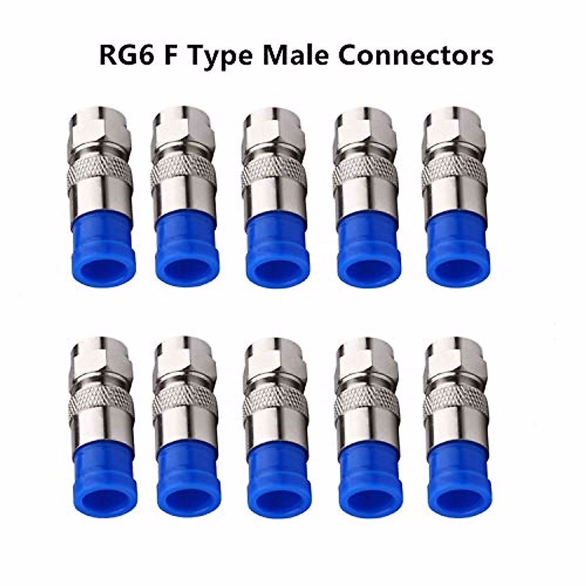 Gaobige Coaxial Compression Tool Coax Cable Crimper Kit Adjustable rg6 rg59 rg11 75-5 75-7 Coaxial Cable Stripper with 10pcs F Compression Connectors - Blue