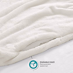 Sleep Philosophy Plush Weighted Ultra Soft and Cozy Warm Calming Heavy Blankets with Poly and Beads Filling, Zipper Removable Cover for Adults, 60x70-18lbs, Ivory