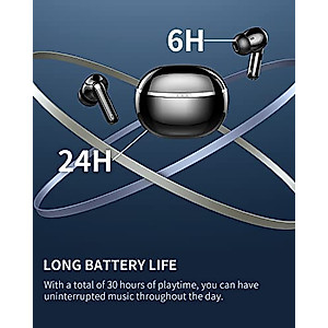 Smoonigh Wireless Earbud Bluetooth 5.3, Bluetooth Headphones with 4 Mic, Deep Bass Clear Call Bluetooth Ear Buds in Ear Noise Cancelling, 30H Playtime True Wireless Stereo Sports Earphones Black…