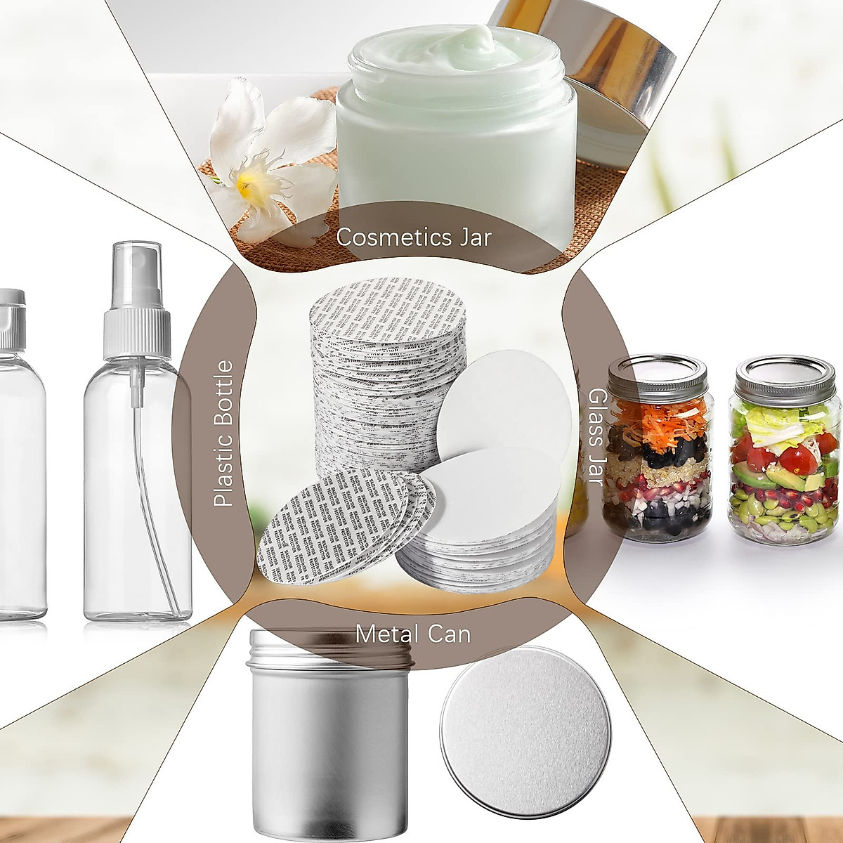 70 mm Foam Lid Liner Pressure Sensitive Seal Round Jar Sealer Bottle Seals Heat Resistant Foam Cap Torque Activated Foam Safety for Protection Safety Jar Cap Bottle Vial Tamper Gasket Kit(50 Pieces)