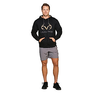 Colosseum Realtree Men's Edge Grizzly Fleece Pullover Hoodie (Black, Medium)