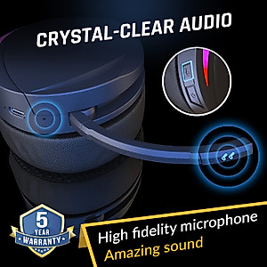 KLIM Panther Wireless Gaming Headset for PS4 PS5 Switch PC, Low Latency, Noise Cancelling Over Ear Bluetooth Headphones with Microphone, 3D Surround Sound, RGB Gaming Headphones - New 2023