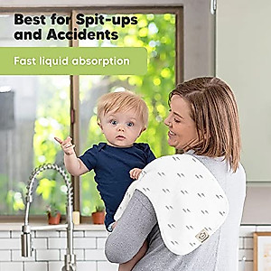 KeaBabies 5-Pack Organic Muslin Baby Burp Cloths and 5-Pack Organic Burp Cloths for Baby Boys and Girls - White Bamboo Cotton Burp Cloth - Ultra Absorbent Burping Cloth, Burp Clothes, Newborn Towel