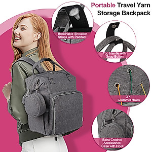 Coopay Huge Crochet Bag Backpack, Travel Knitting Bag Huge Yarn Storage Organizer Bags for Unfinished Project, Crochet Hooks, Knitting Needles, Skein Yarn, Knitting & Crochet Supplies - No Accessories